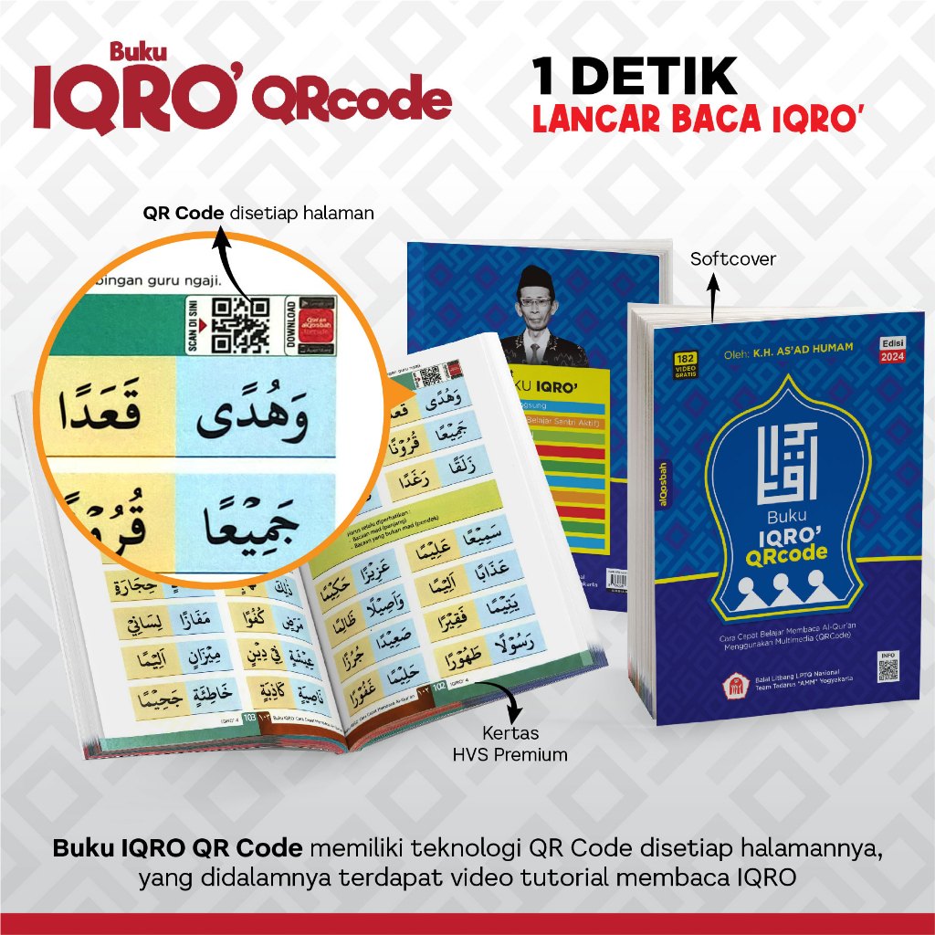 Jual Buku IQRO QRCode Edisi Milenial 2024 Cara Cepat Belajar Membaca Al Quran Menggunakan ...