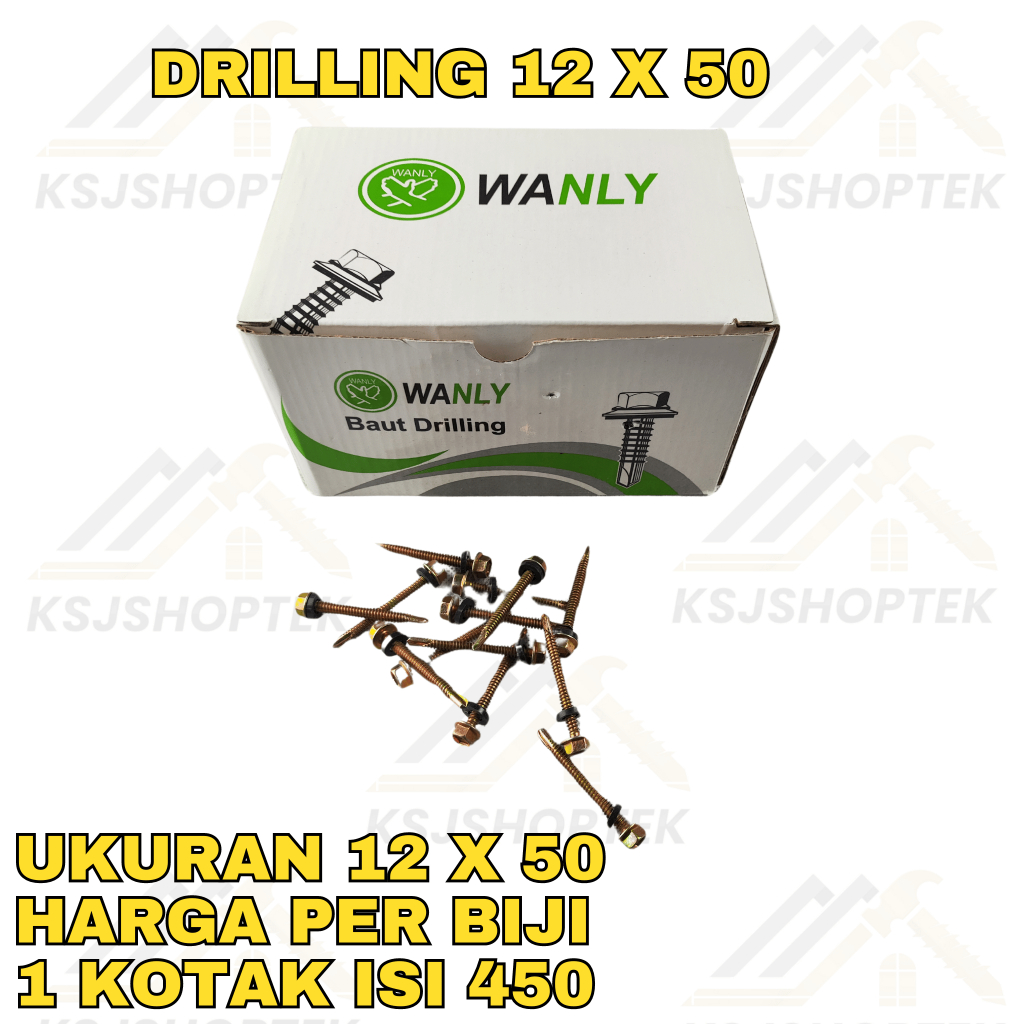 Jual Drilling 12 x 50 WANLY Self Drilling Screw, Baut Roofing BAUT BAJA ...
