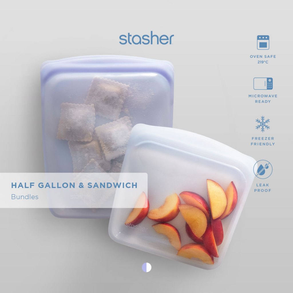 Jual Bundles Stasher® Half Gallon - Lavender + Sandwich - Clear (2 pack) | Shopee Indonesia