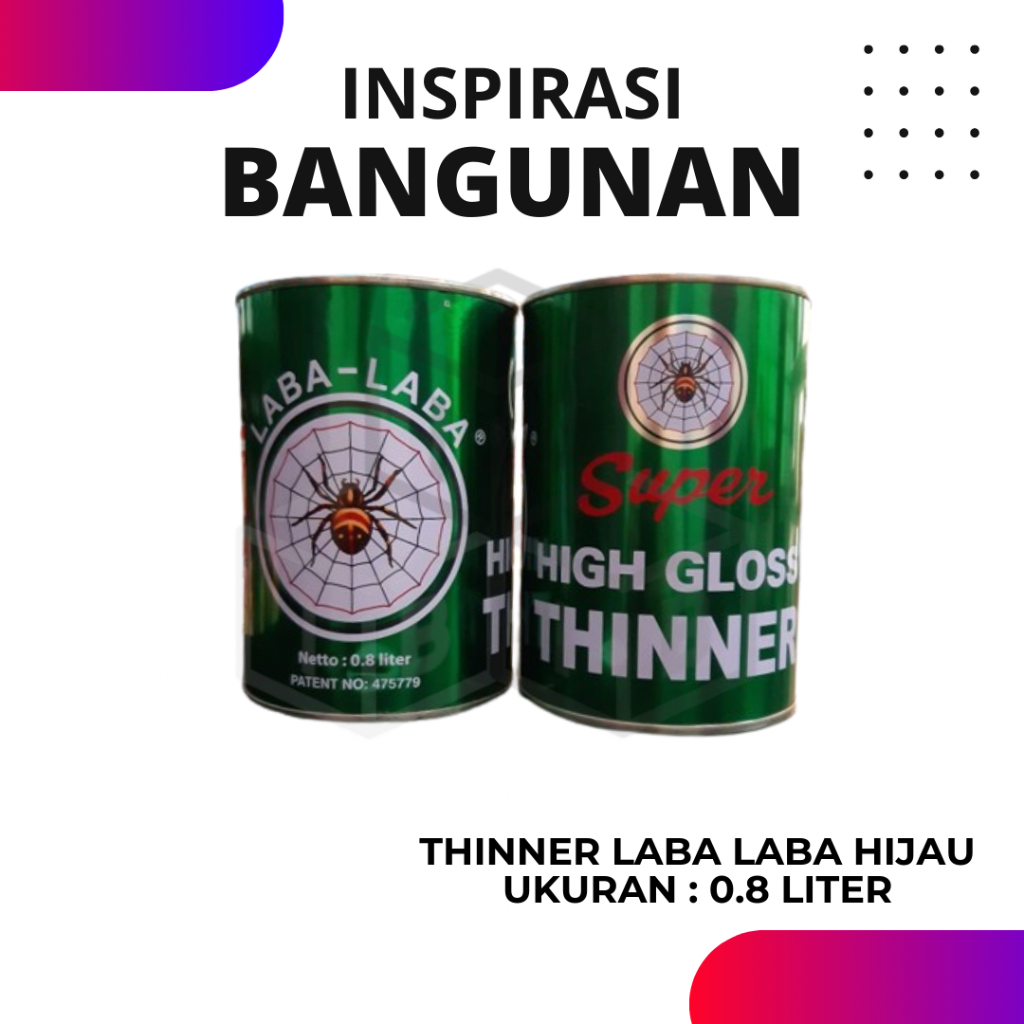 Jual THINNER LABA LABA HIJAU 0,8 Liter / Tiner Laba Laba Kaleng Hijau ...