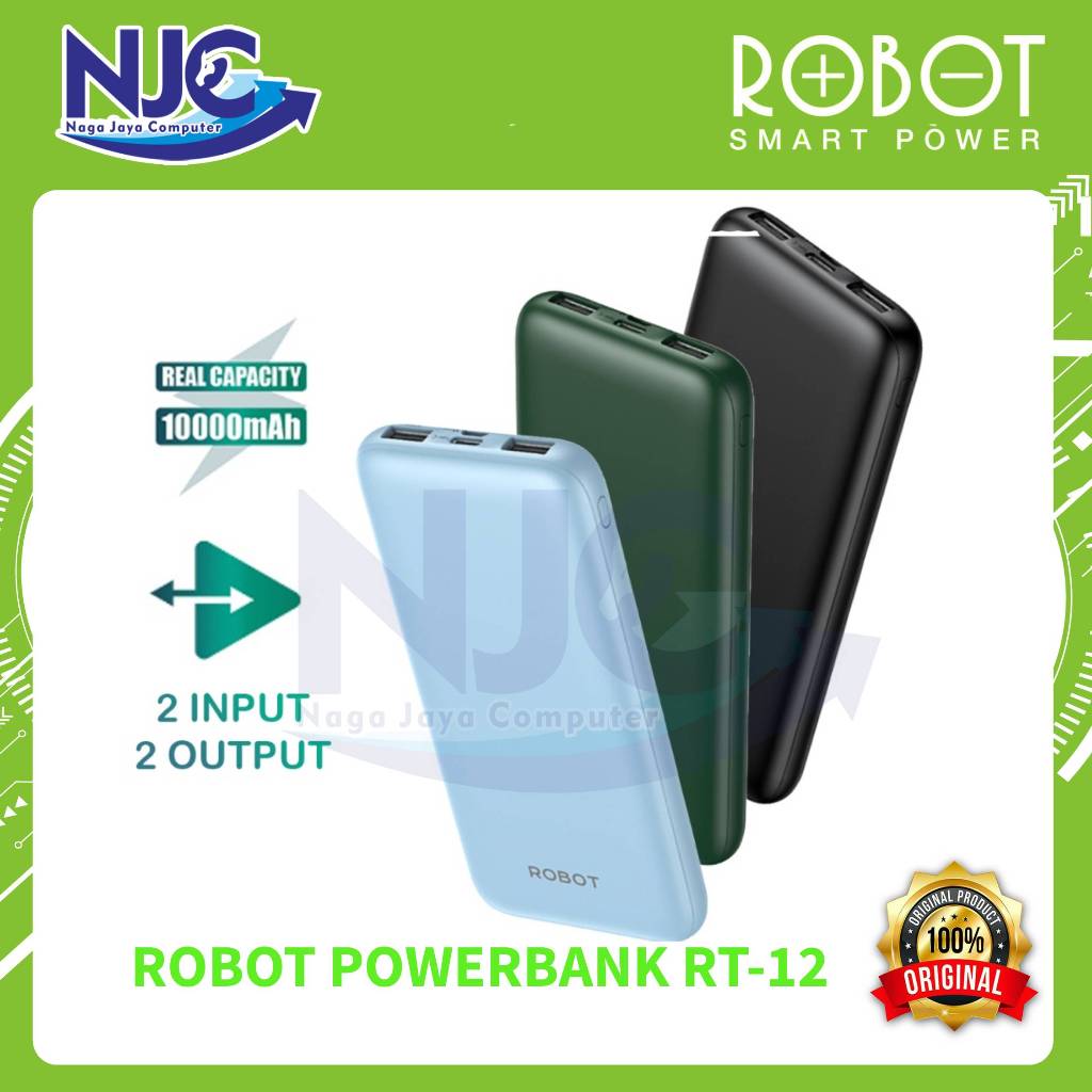 Jual ROBOT PowerBank RT12 10000 mAh Dual Input Output Slim Original ...