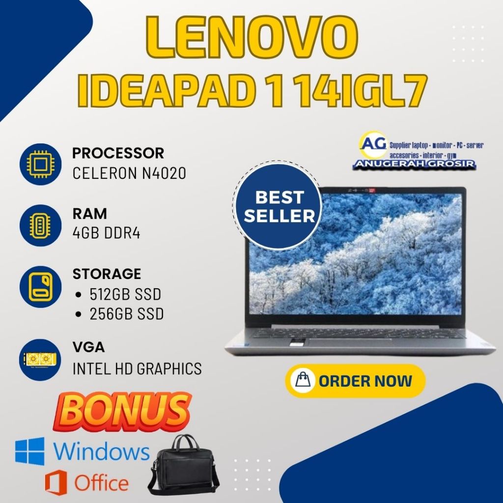 Jual Lenovo Ideapad 1i 14IGL7 Intel N4020 Ram 4Gb Ssd 256Gb / Ssd 512Gb ...