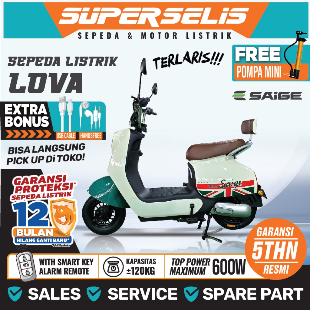 Jual Sepeda Listrik SAIGE LOVA 48V 20AH 48V/20AH Selis Garansi Resmi ...