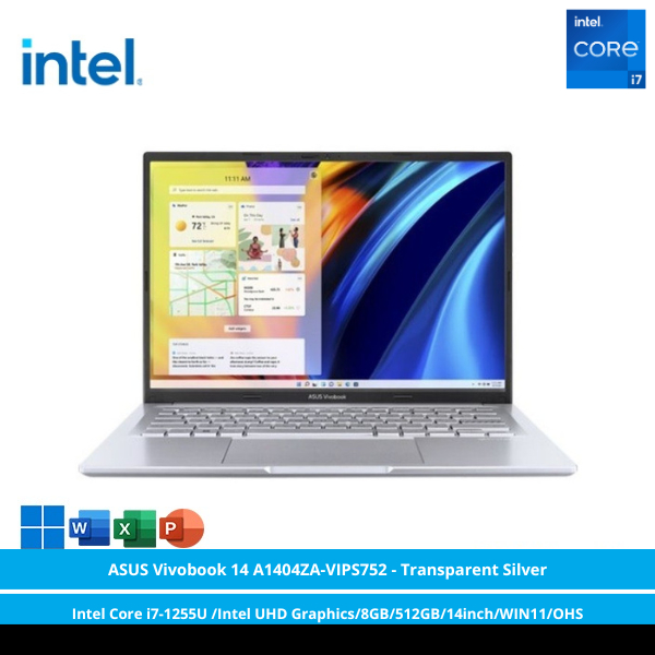 Jual ASUS Vivobook 14 A1404ZA-VIPS752 - Transparent Silver [Intel Core ...