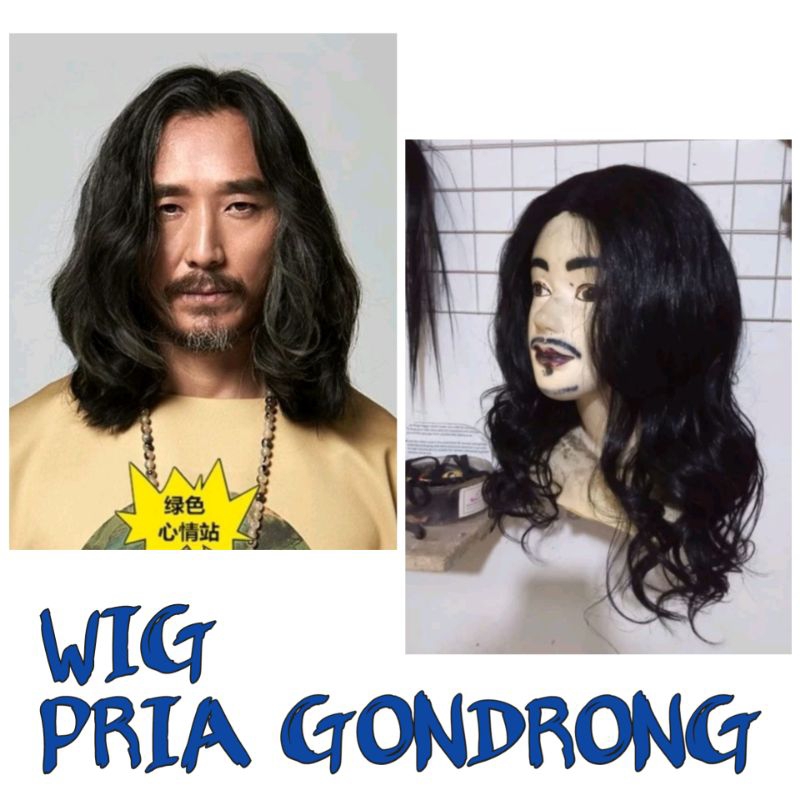 Jual Wig Pria Gondrong Ikal Rambut Palsu Panjang Ikal Bergelombang ...
