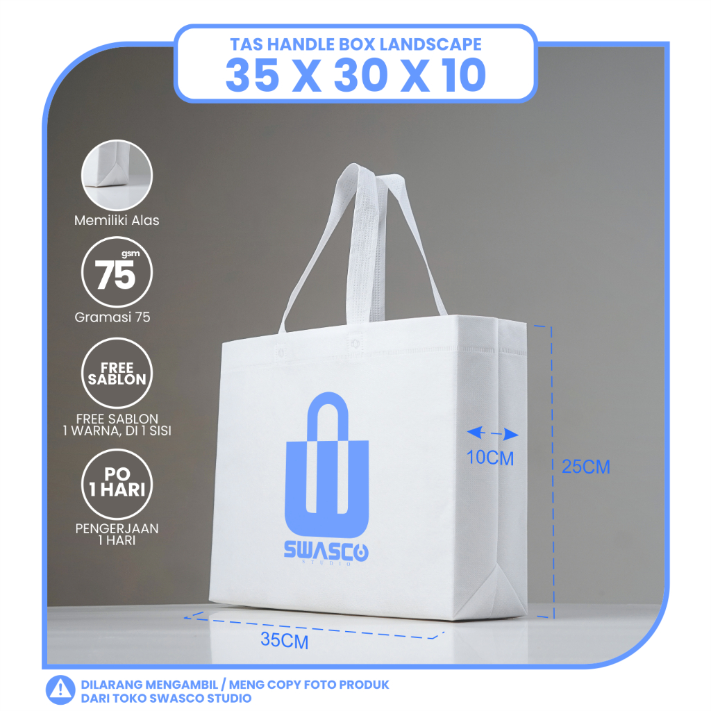 Jual TAS SPUNBOND LIPAT BOX 35X30 LANDSCAPE(SABLON COSTOM) UNTUK TAS ...