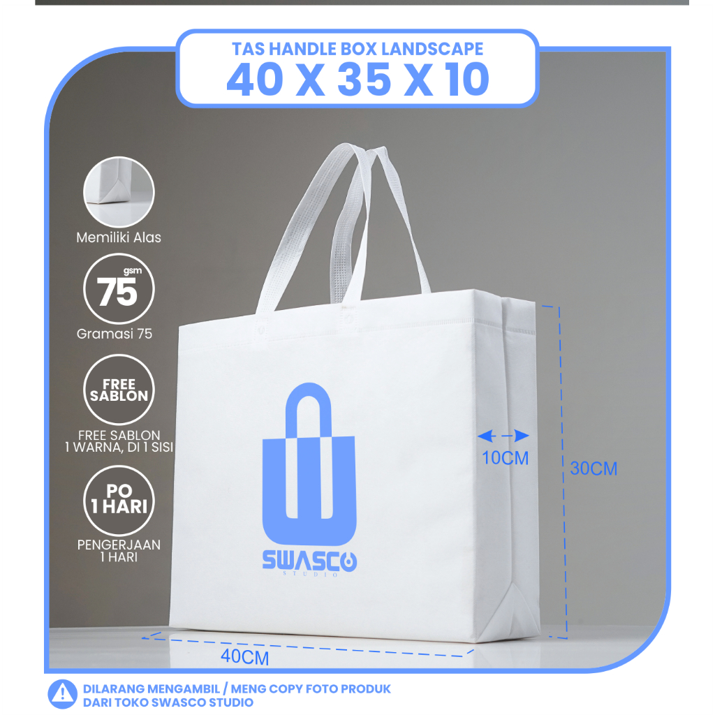 Jual TAS SPUNBOND LIPAT BOX 40X35 LANDSCAPE (SABLON COSTOM) UNTUK TAS ...