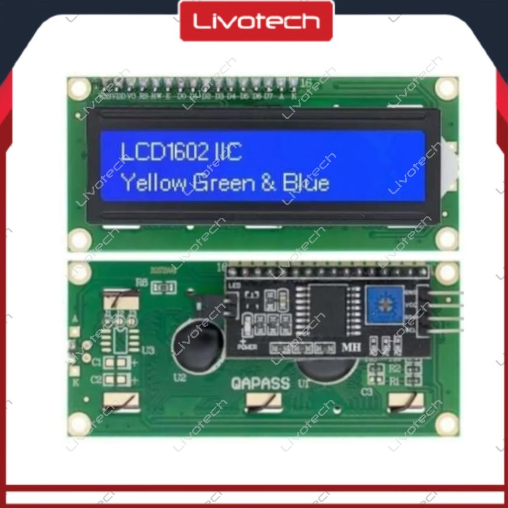 Jual LCD Display Blue 16x2 I2C Character 1602 Background Layar Biru ...