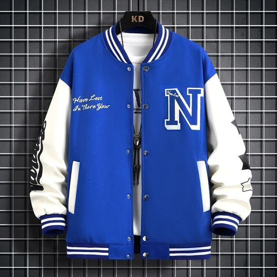 Jual Jaket Varsity Biru Electric Logo "N" Star Varsity Oversize M 6XL ...
