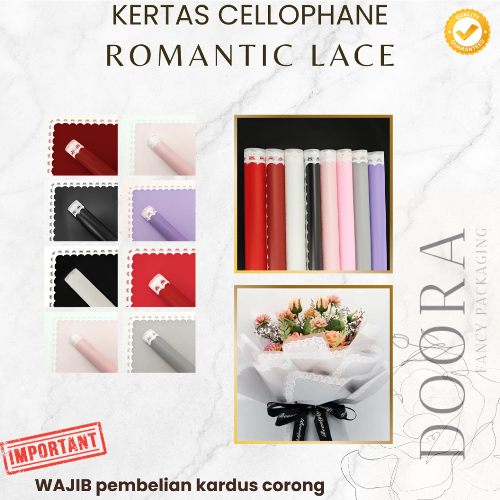 Jual Kertas Cellophane Buket Bunga Romantic Lace | Shopee Indonesia