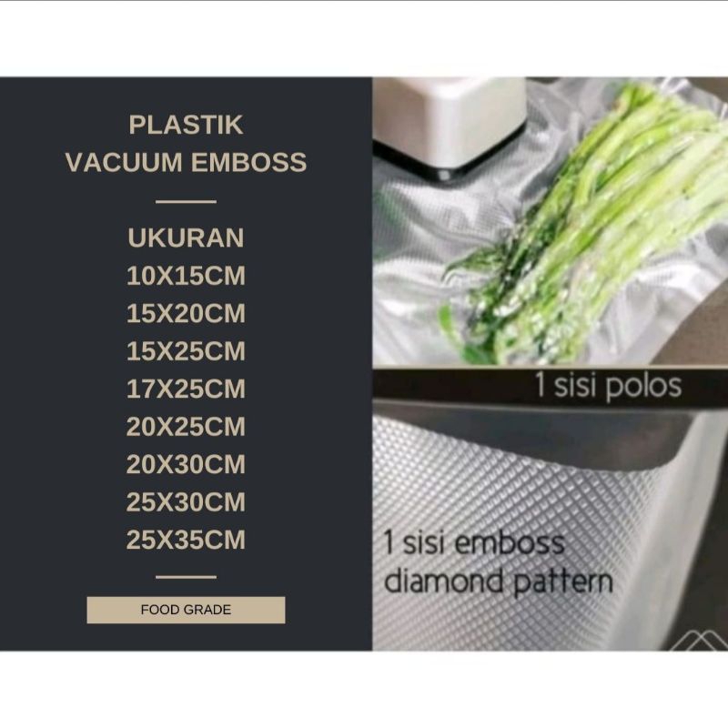 Jual Plastik Vacuum Makanan Emboss/Bintik 1 sisi - Vacuum Bag (50 Pcs ...