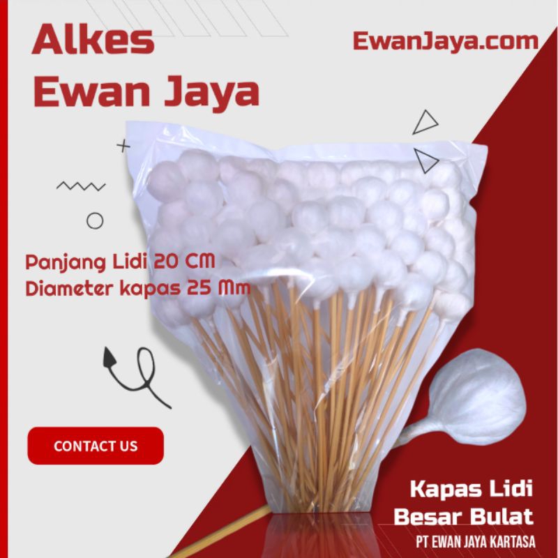 Jual EJ Medical Kapas Lidi Besar Bulat 20cm iva test | Shopee Indonesia