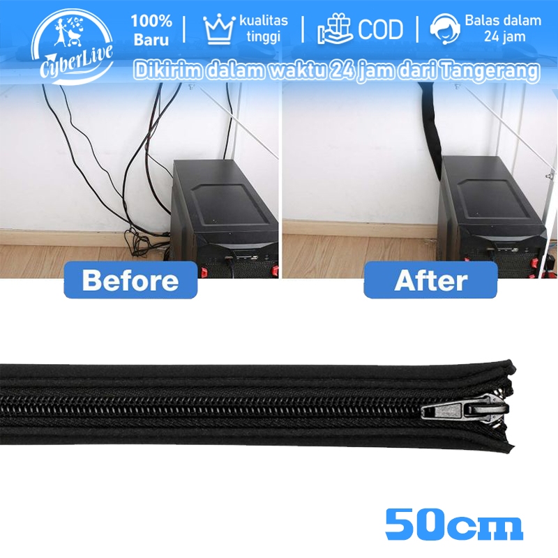 Jual Cable Sleeve 50cm Cable Organizer Sarung Pelindung Kabel Cable Organizer Management Sleeve ...