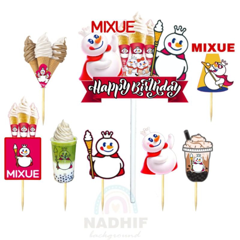 Jual toper kue mixue topper mixue mixue hiasan kue ulang tahun | Shopee ...