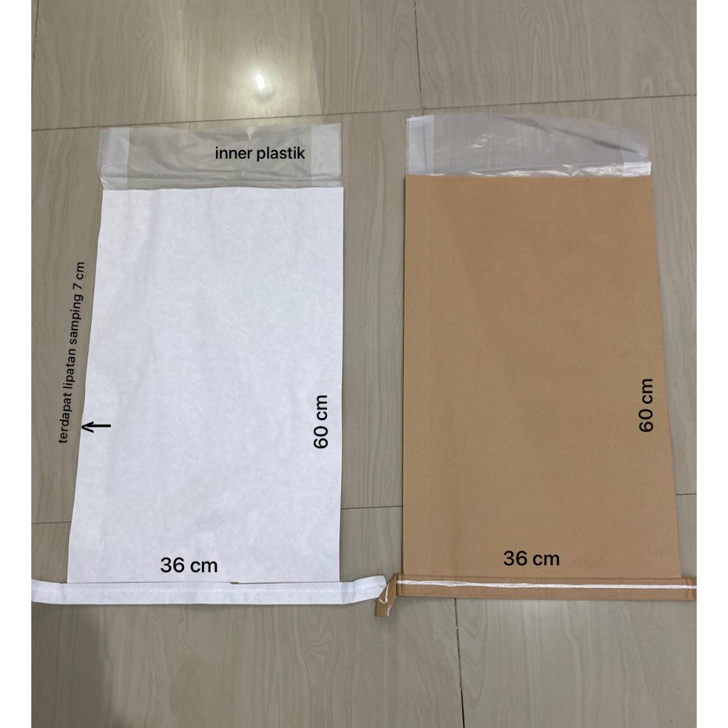 Jual Paper sack/ sak kertas uk : 36 x 7 x 60 lapisan 2 ply + inner hd | Shopee Indonesia