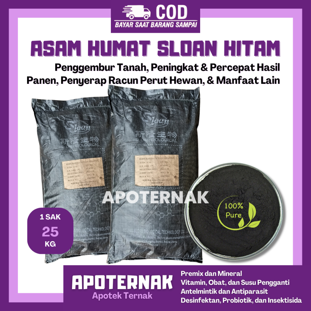 Jual ASAM HUMAT SLOAN 1 SAK 25 KG - HUMIC ACID - SODIUM HUMAT - SODIUM HUMATE - HUMID ACID ...
