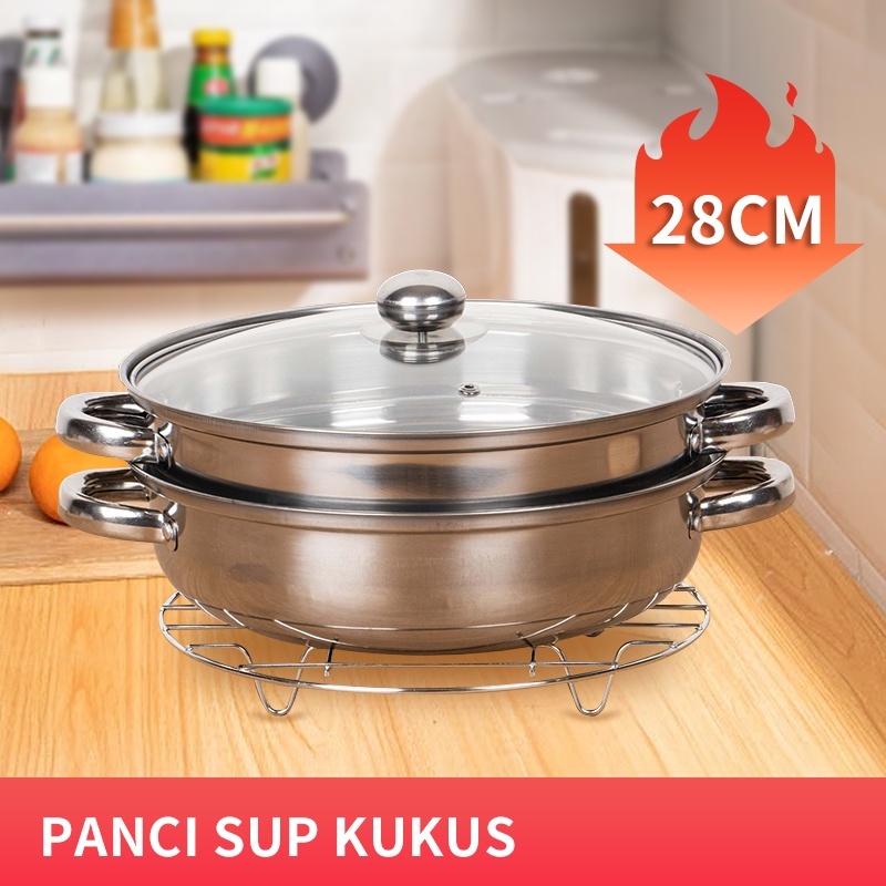 Jual [PANCI KUKUS 2 SUSUN] STEAMER STAINLESS TUTUP KACA PANCI SOMAY ...