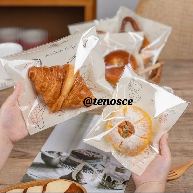 Jual 50pcs Paper Bag Plastik Kantong Kertas Kemas Opp Lem Roti 14cm 15cm 20cmSobek Bulat Donat ...