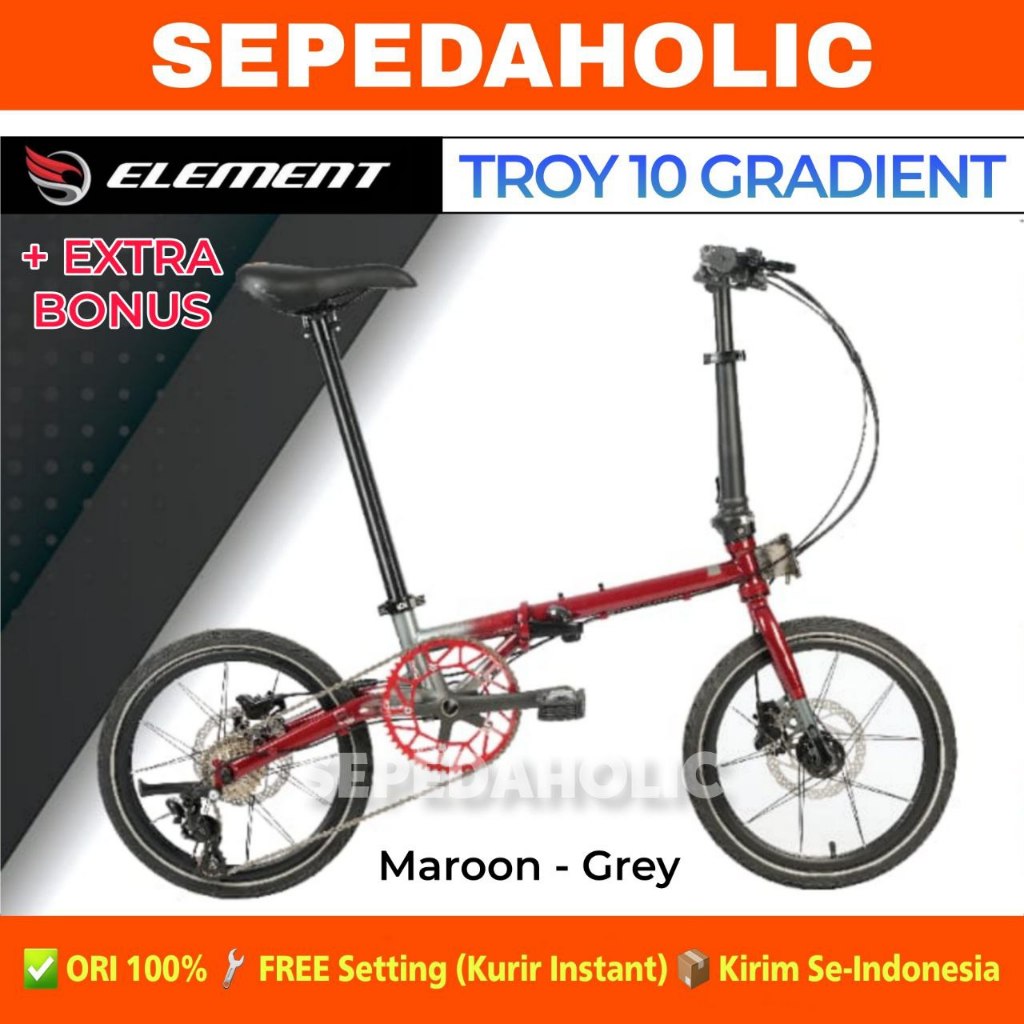 Jual Sepeda Lipat ELEMENT TROY 10 SPEED GRADIENT Ukuran 16 Inch Steel ...