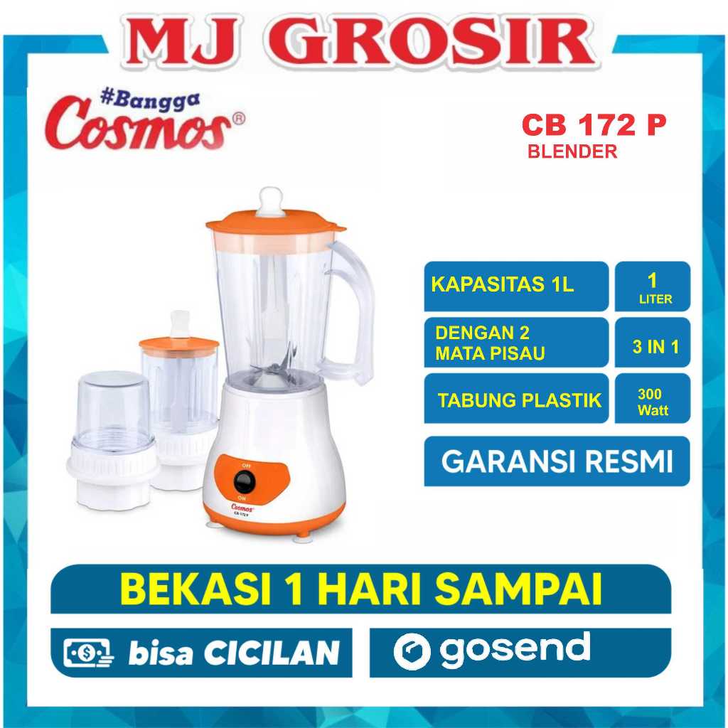 Jual BLENDER COSMOS CB 172 P 3 IN 1 SERBAGUNA BAHAN PLASTIK 1 LITER ...