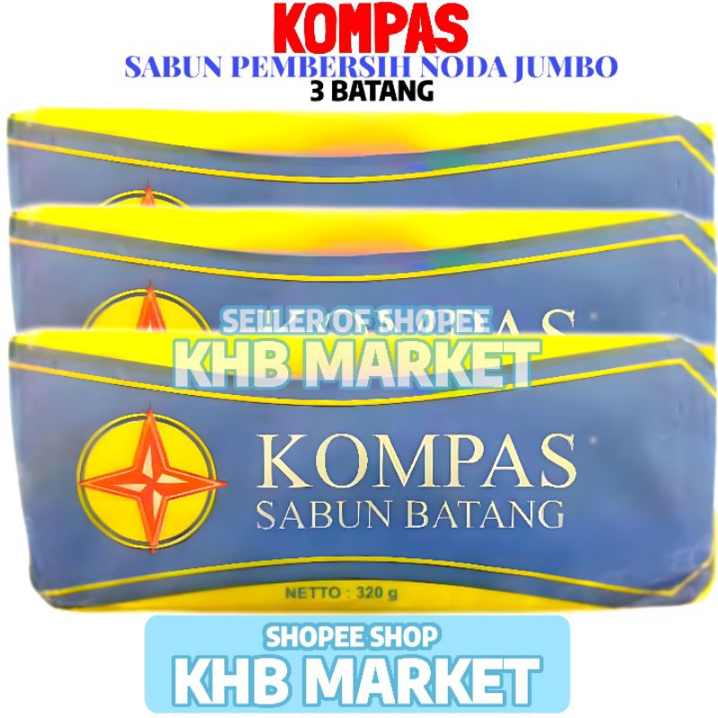 Jual Sabun Batang Kompas Kuning 320 Gram 3 Batang Jumbo Big Size ...