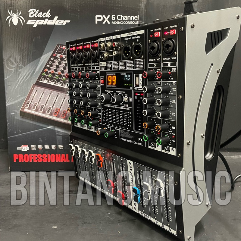 Jual power mixer 6 channel blackspider px6 original | Shopee Indonesia