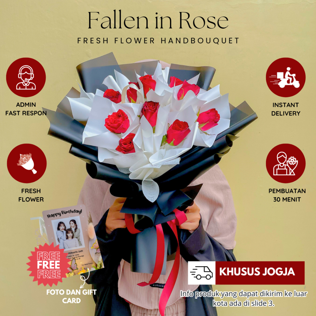 Jual Buket Bunga Mawar Segar Asli Fallen in Rose Hand Bouquet Fresh ...