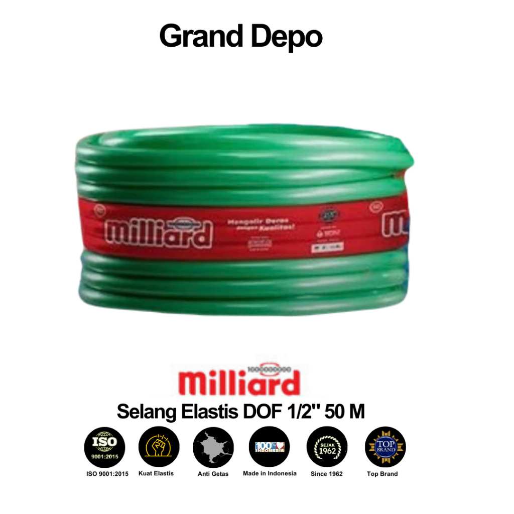 Jual Milliard Selang Air Elastis Dof Hijau 1/2" 50 Meter | Shopee Indonesia
