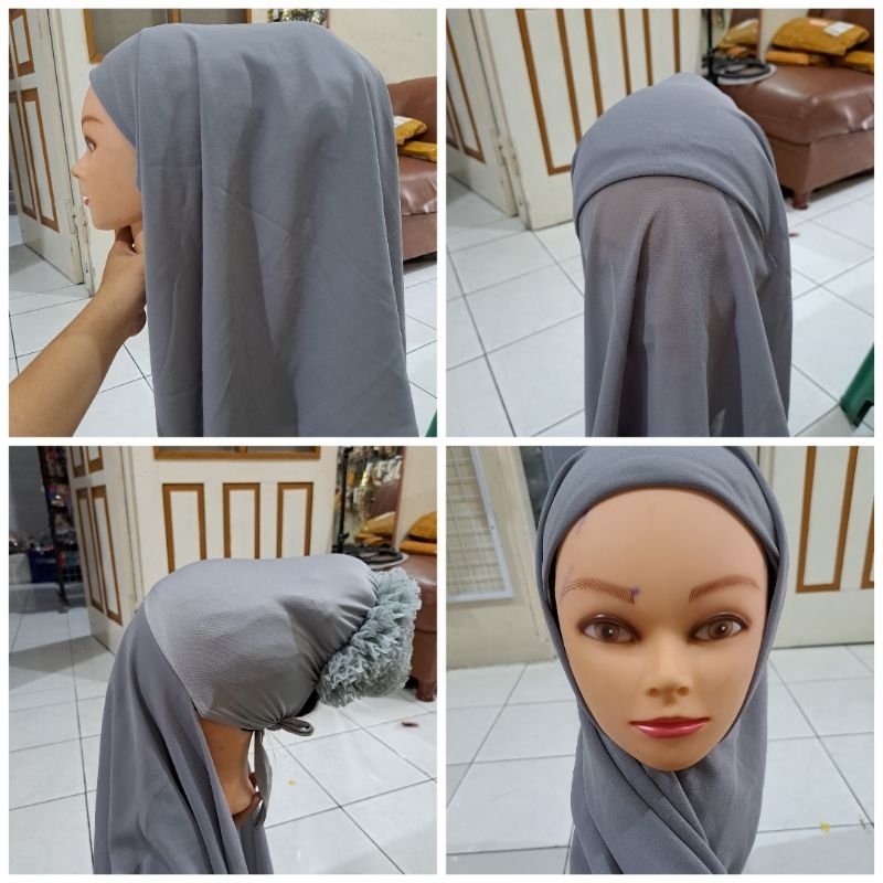 Jual jilbab segitiga instan inner dua layer / segitiga instan ceruty ...