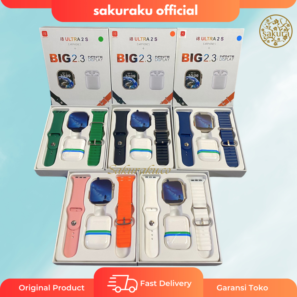 Jual Jam Tangan Smartwatch i8 Ultra Watch 8 Free 2 Tali+Earphone TWS ...