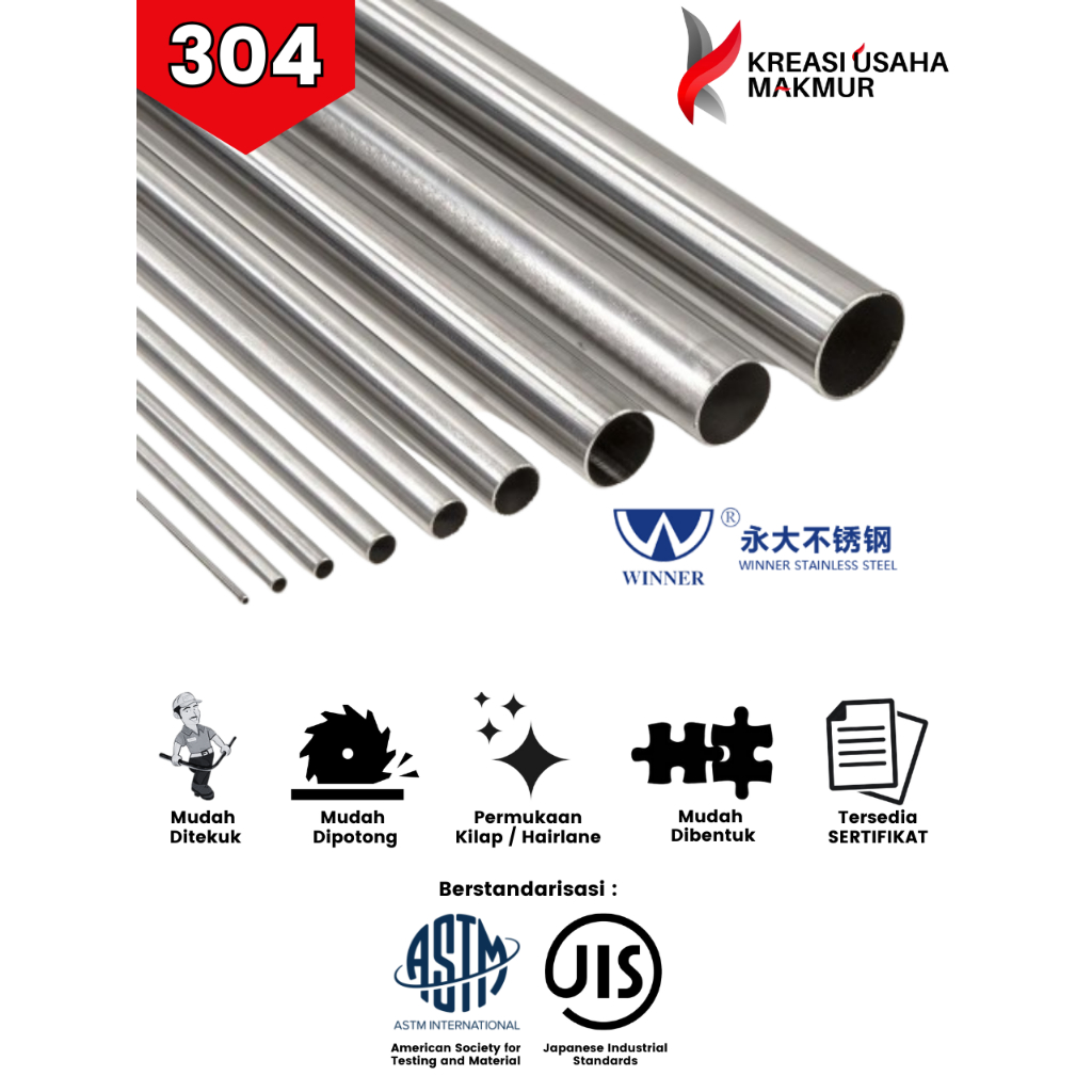Jual Pipa Stainless Kilap SS 304 1 Inch (25,4 mm) x 6 Meter | Shopee ...