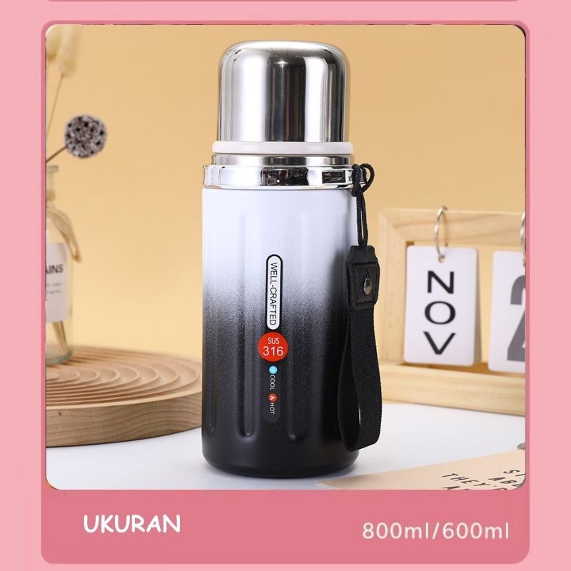 Jual Heenoor Botol Termos Roma Vacuum Insulated Classic Design&Gradation Portable Tutup Gelas ...