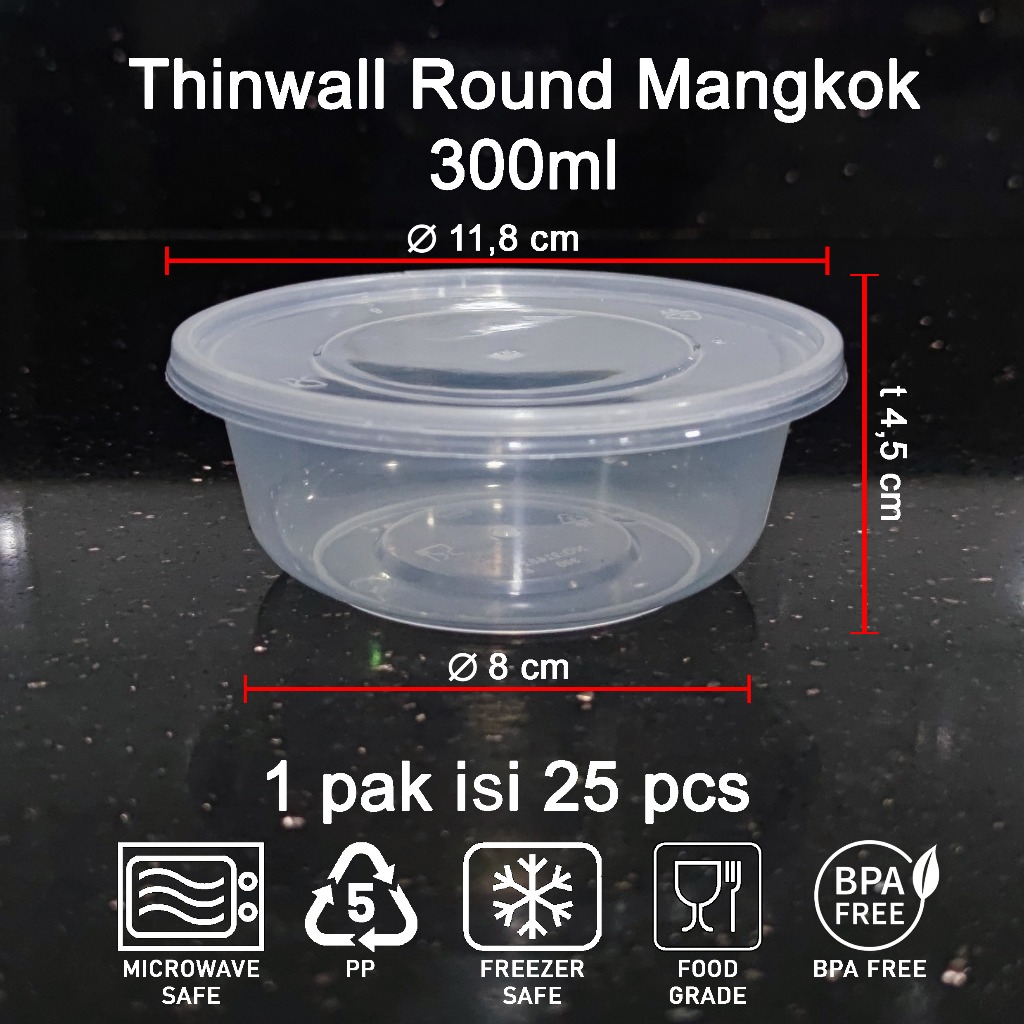 Jual Ecer Harga 1 Pc Thinwall Round Bulat Mangkok Box Plastik Makanan ...
