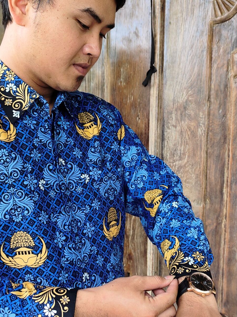 Jual SURABAYAOS17 - MOERBA - Baju Batik Korpri Model Terbaru Pria Kerah Hitam Lapis FURING ...