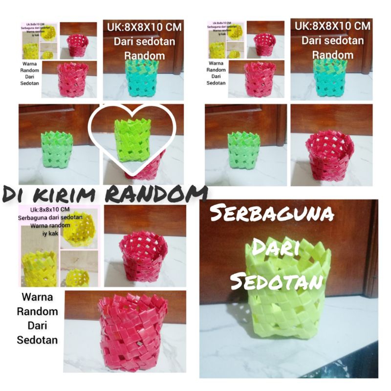 Jual PRAKARYA DAUR ULANG DARI SEDOTAN UK:8x8x10 CM/model anyaman bolong ...