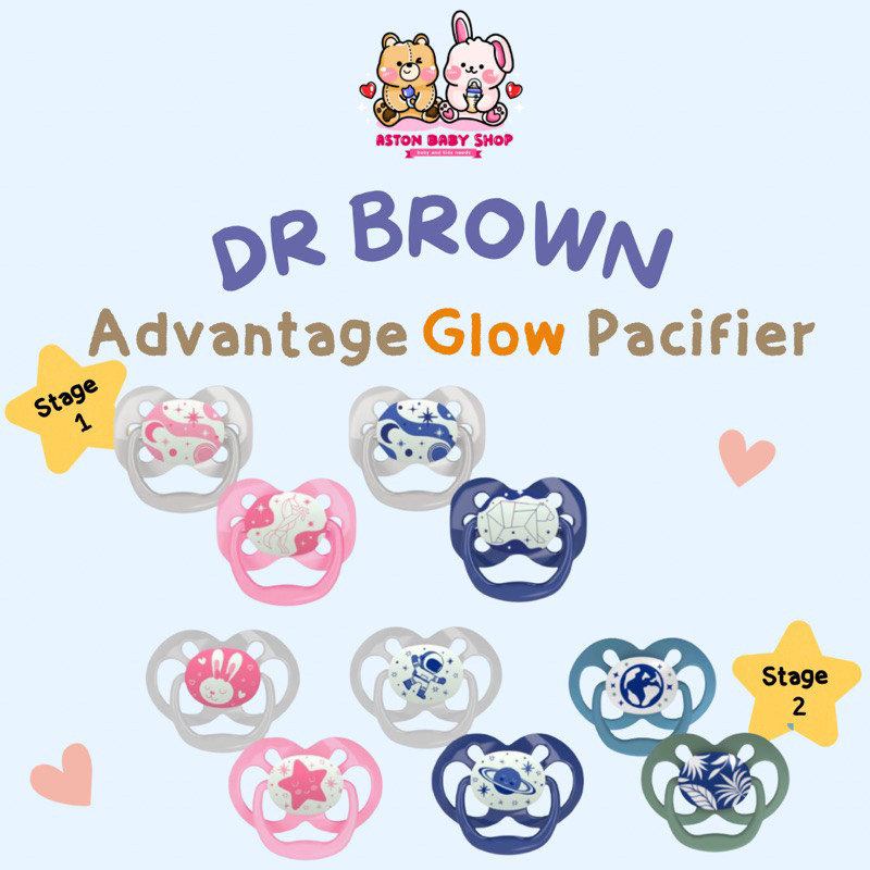 Jual Dr Brown Advantage Pacifier Glow In the Dark stage 1 & stage 2 ...