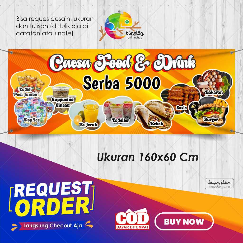 Jual Spanduk Banner 160x60 Food Drink Custom Desain | Shopee Indonesia
