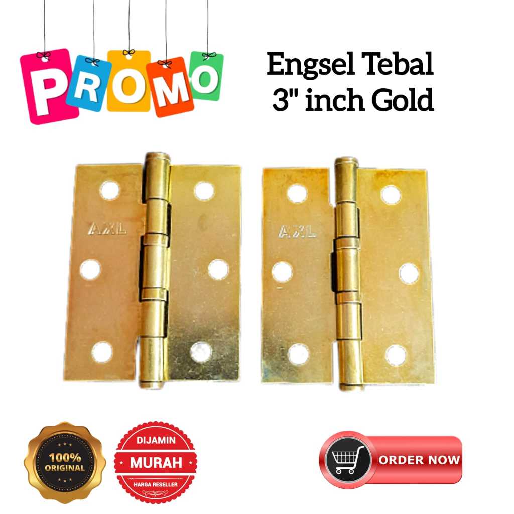 Jual Engsel Pintu Jendela Gold Kuning 3" Inch Besi Plat Tebal Anti ...
