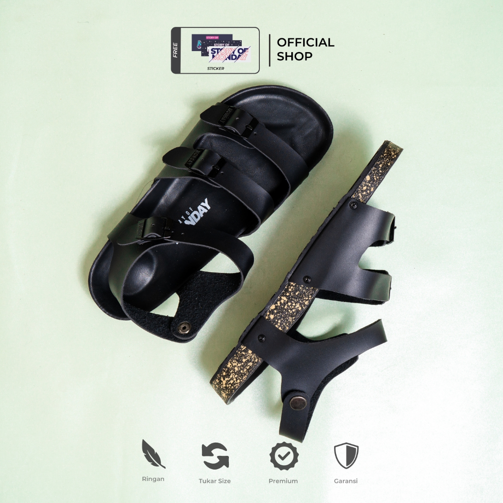 Jual MNDY Official - Zora Black - Sandal Casual Pria Sendal Kulit ...