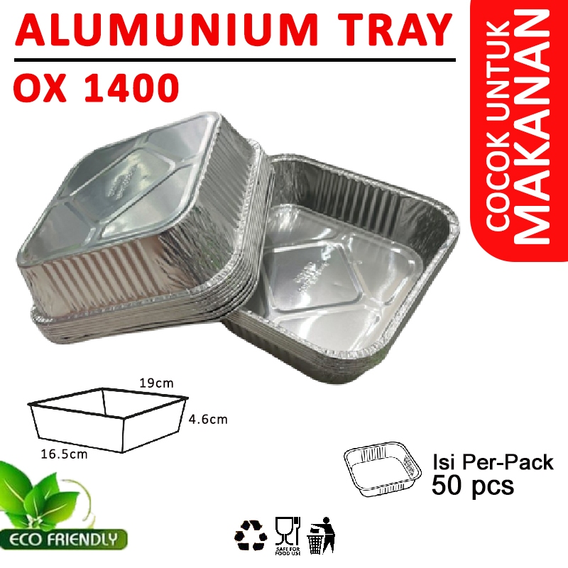 Jual Alumunium foil tray OX 1400 tanpa tutup / macaroni makaroni schotel / pastel tutup ...