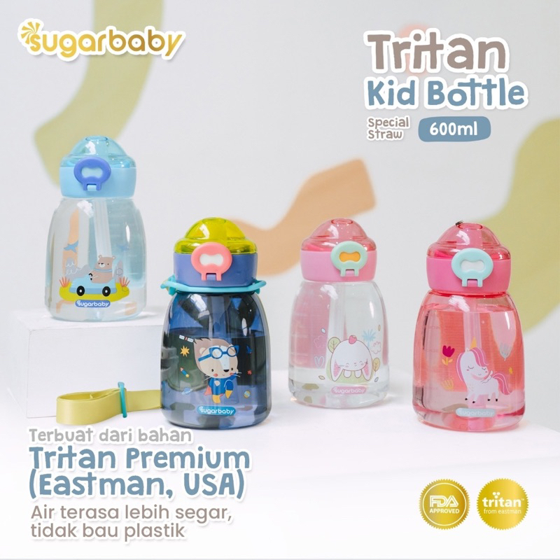 Jual SUGARBABY Tritan Kid Bottle Special Straw 600ml | Sugar baby Botol Minum Anak TKBST 600 ...