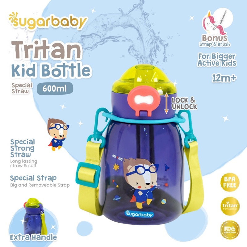 Jual SUGARBABY Tritan Kid Bottle Special Straw 600ml | Sugar baby Botol ...