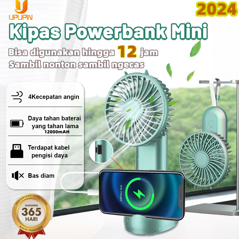 Jual UPUPIN Kipas Angin Mini Portable USB 12000mAh Kipas Genggam Mini ...
