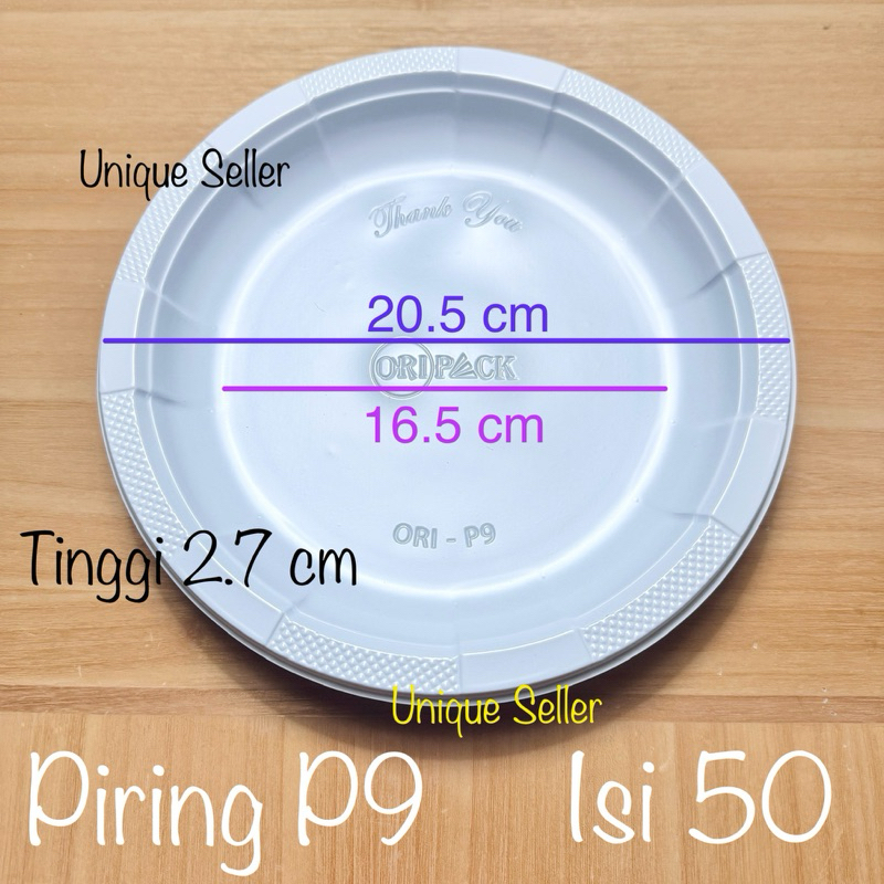 Jual [Isi50] Piring Plastik Besar 20.5 cm P9 / Piring Makan Nasi Buah ...