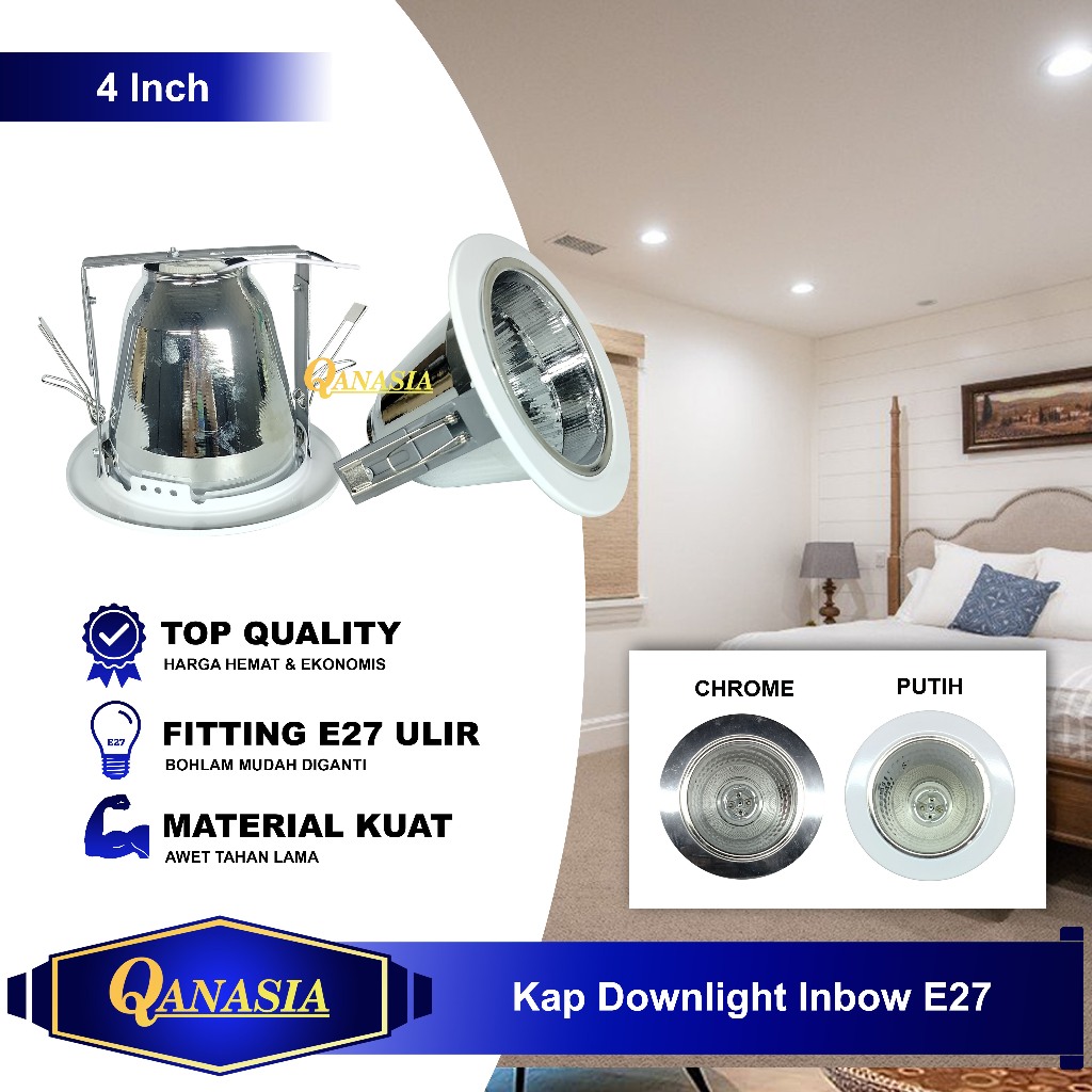 Jual Kap Lampu Downlight Plafon 4 inch Adjustable Fitting E27 Ulir ...
