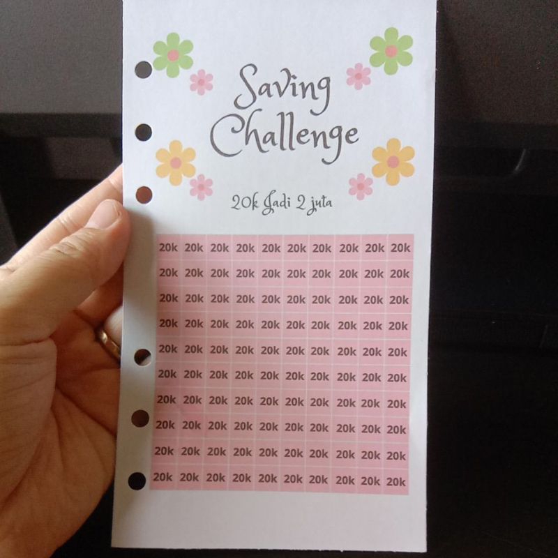 Jual Kertas Binder Saving Challenge Size A6 (6 holes) | Shopee Indonesia