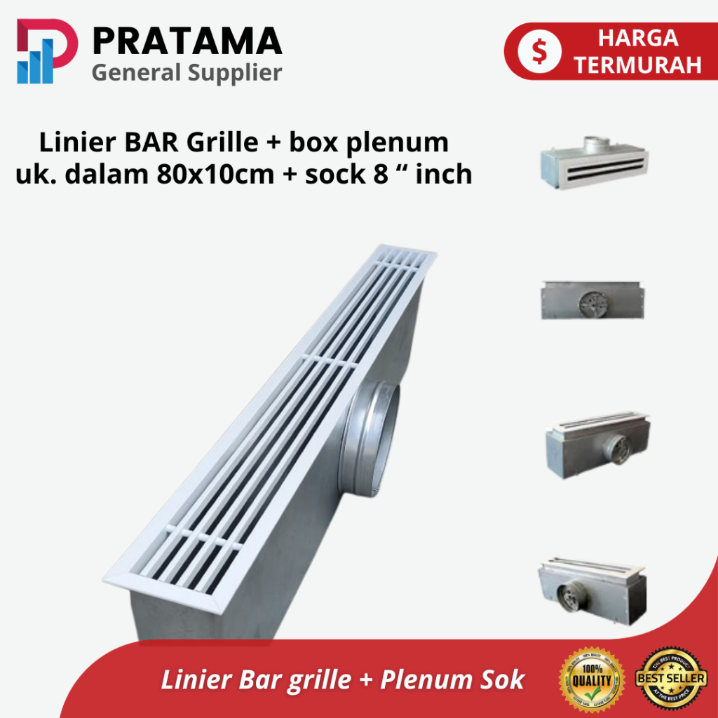Jual Linier Bar Grille HVAC plus plenum 80x10 cm Putih | surabaya ...