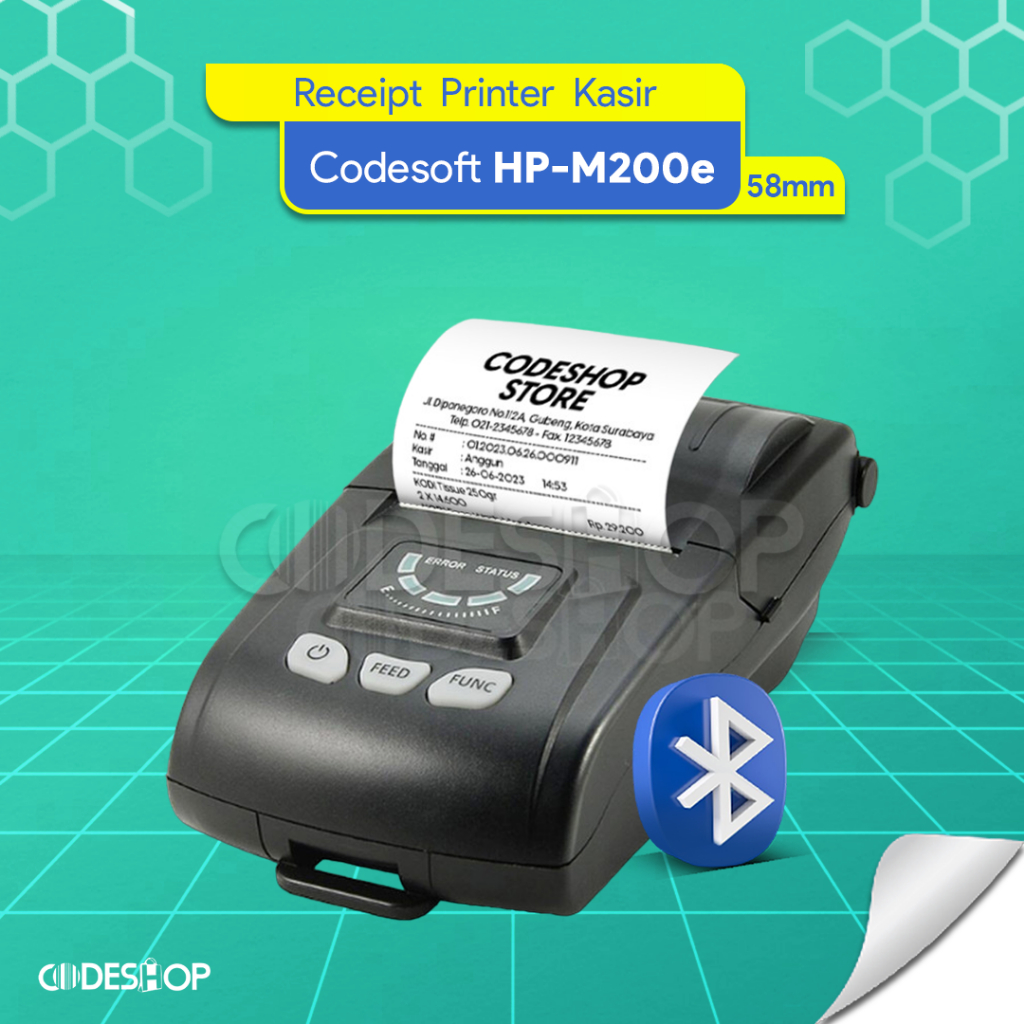 Jual Printer Bluetooth Codesoft HP-M200 | MESIN CETAK STRUK KASIR CAFE RESTO MINIMARKET | Shopee ...