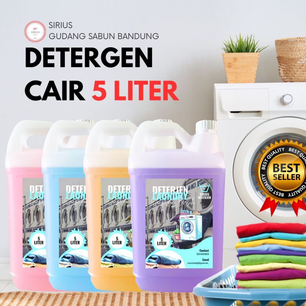 Jual Deterjen Cair Sirius 5 Liter - Detergent Cair, Detergen Laundry - Sabun Cuci Pakaian Baju ...