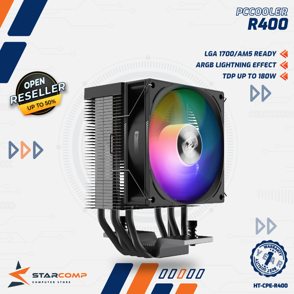 Jual PCCOOLER R400 ARGB Black / White CPU COOLER PC Cooler R 400 ...